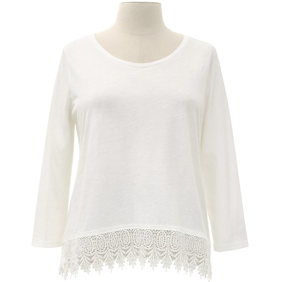 Talbots | Tops | Talbots White Lace Trim Blouse Xl Cotton | Poshmark